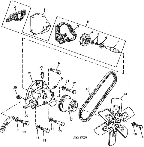1090-PW15 Zestaw naprawczy pompy wody John Deere, RE11347, RE62659